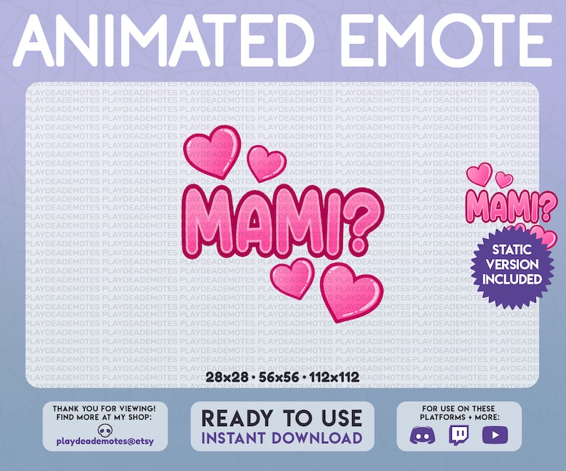 ANIMATED + STATIC Mami? Emote | Kawaii Cute Bright Pink Mami Emote ...