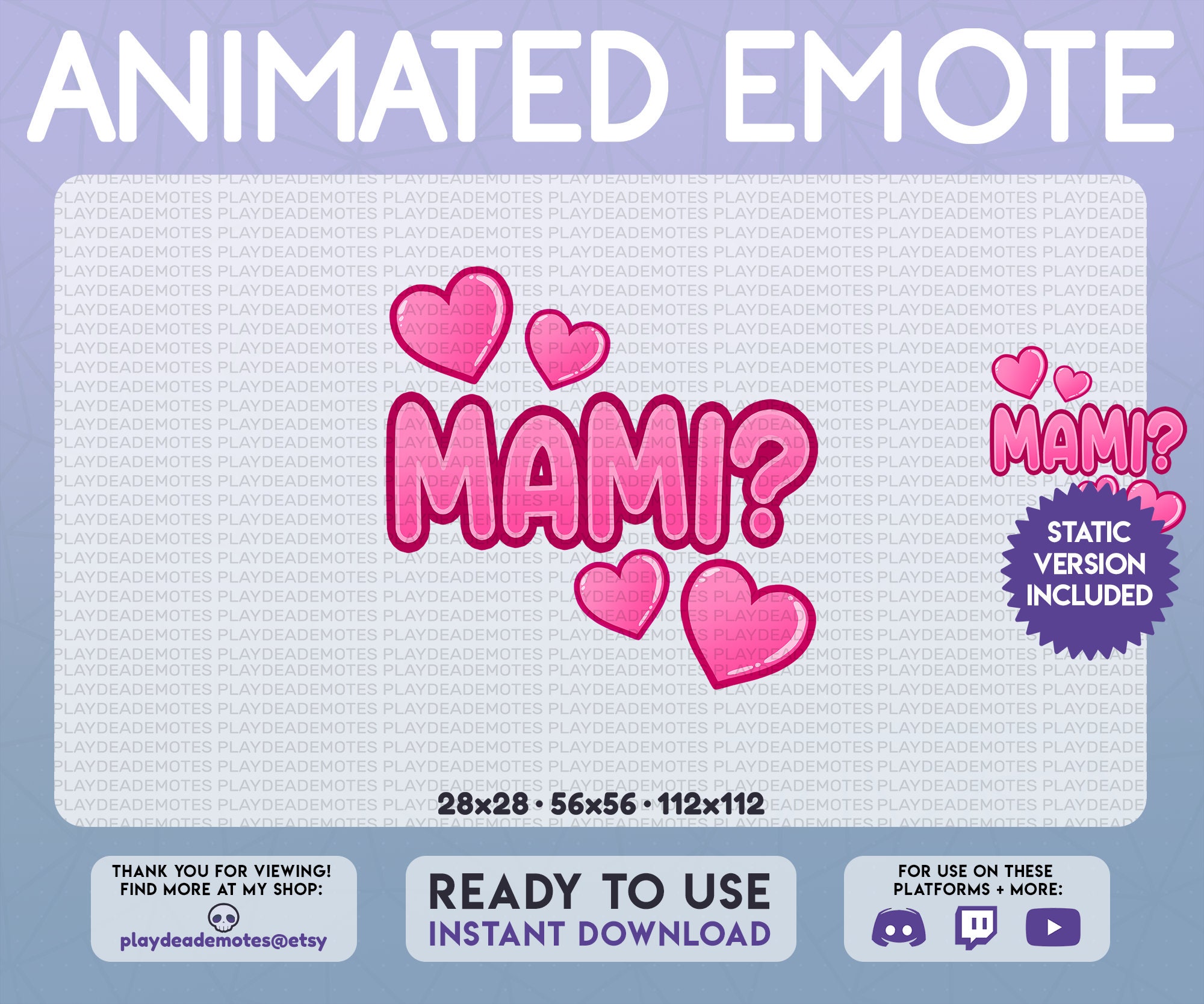 ANIMATED + STATIC Mami? Emote | Kawaii Cute Bright Pink Mami Emote ...