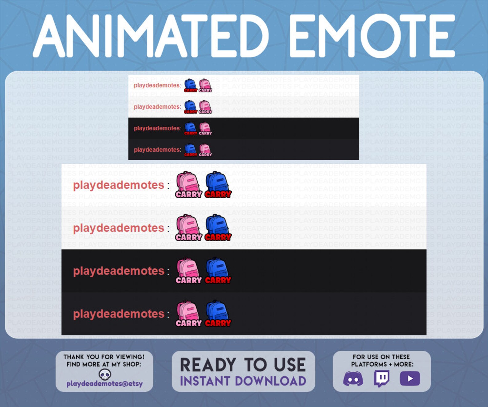 ANIMATED CARRY EMOTE Animated Static Versions Included, Pastel Pink ...