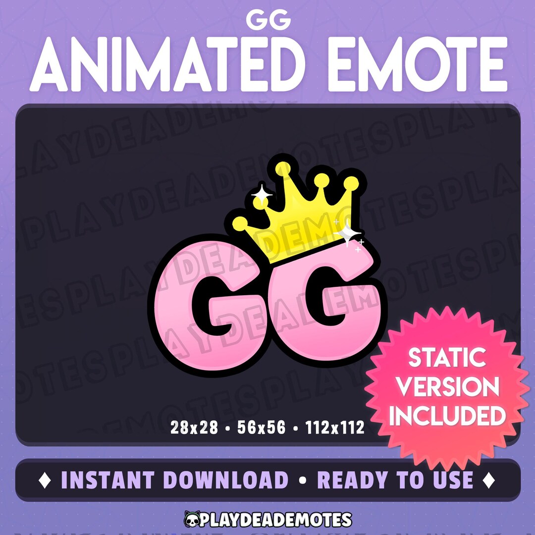 Animated GG Emote in Soft Pastel Pink With Crown (animated+static ...