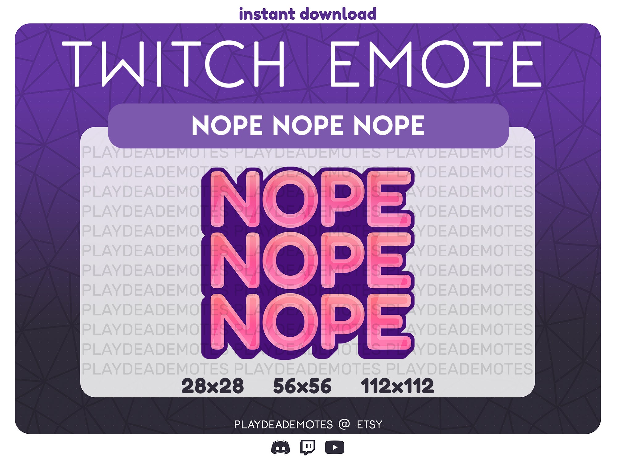 Cute Pink NOPE NOPE NOPE Twitch Emote | Panicking Nope Discord Emotes ...