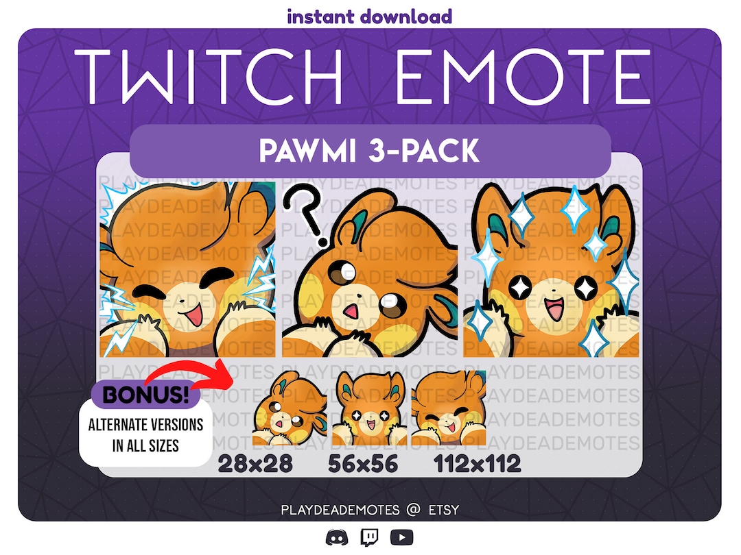 Pawmi Twitch Emote 3-pack | Happy Pawmi Shock, Cute Confused Pawmi, and ...