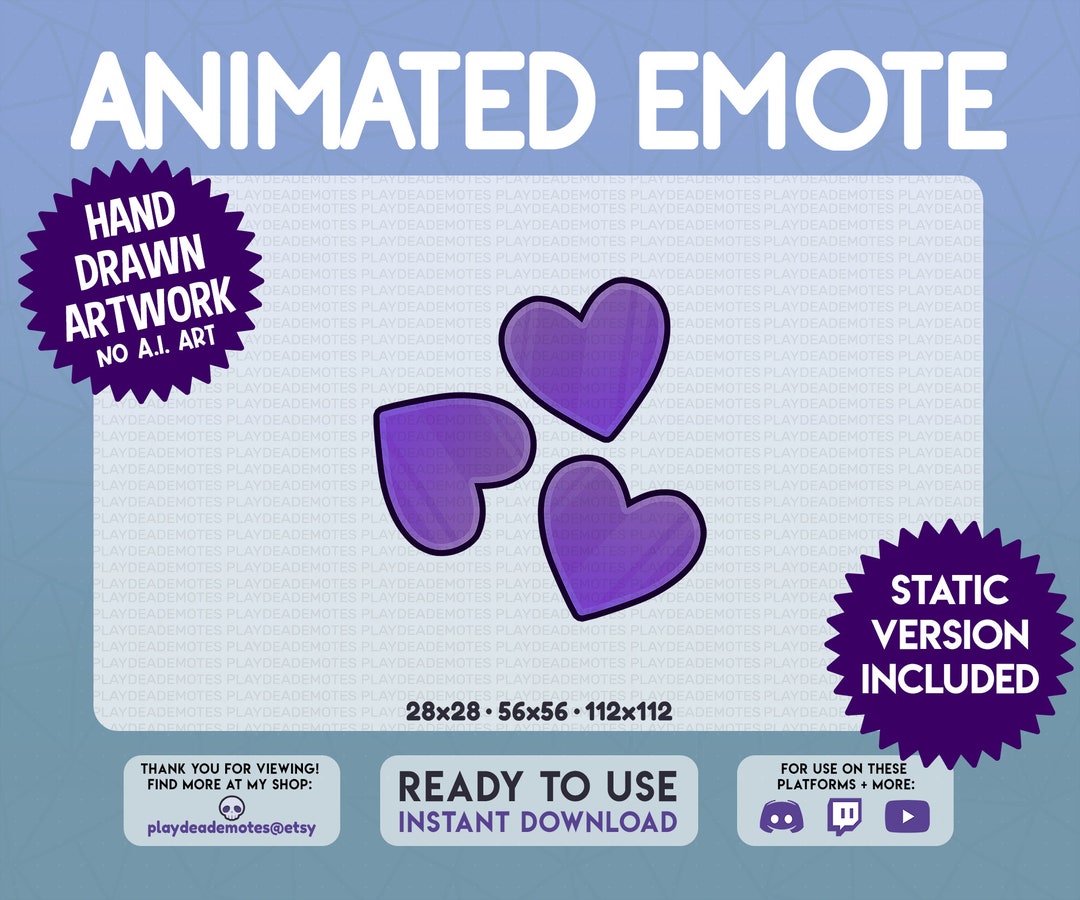 Animated Raining Heart Emote | ANIMATED + STATIC Purple Hearts Falling ...