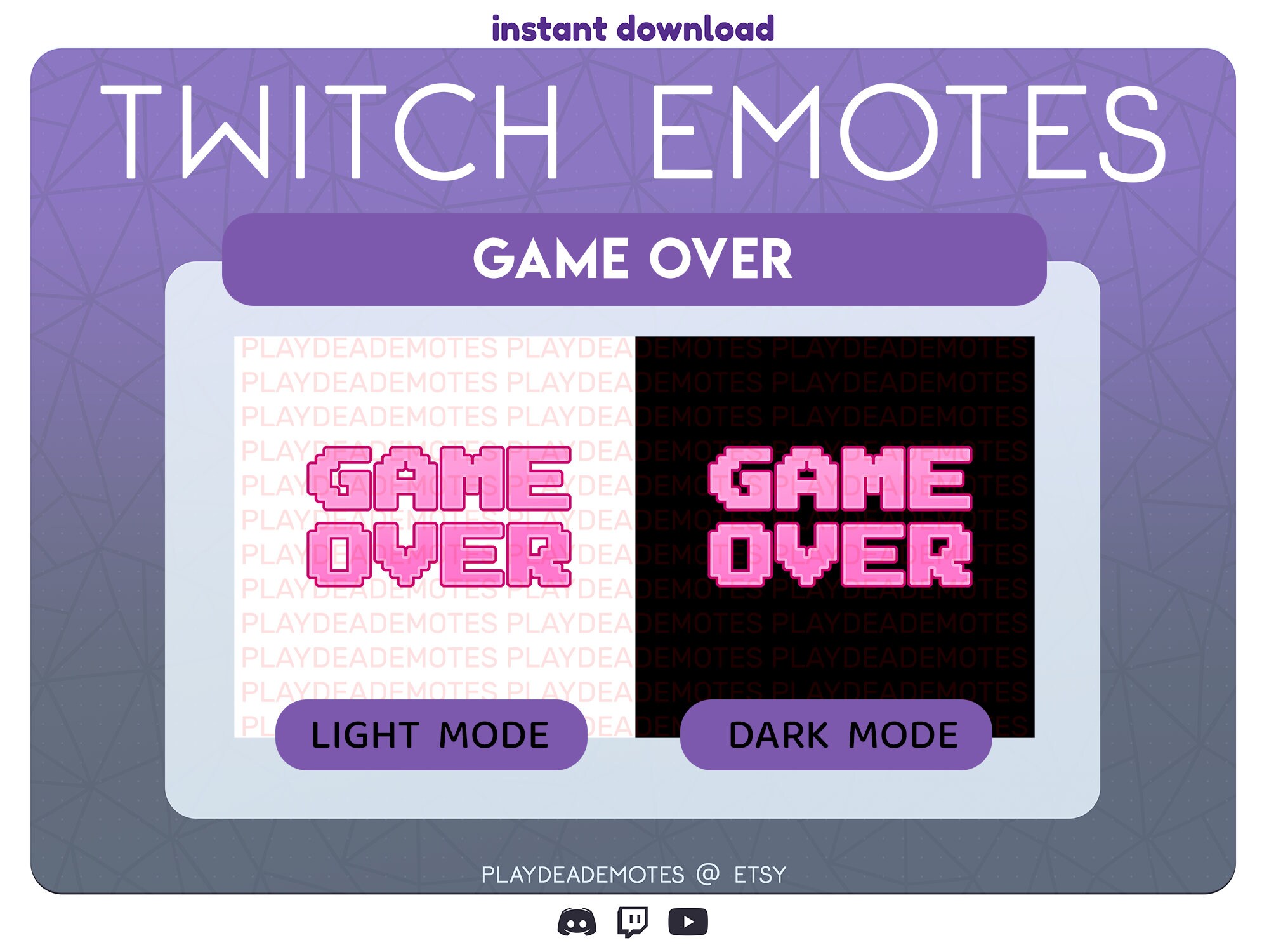 Pink Pixel GAME OVER Emotes Kawaii Cute Pink Pixel Video - Etsy UK