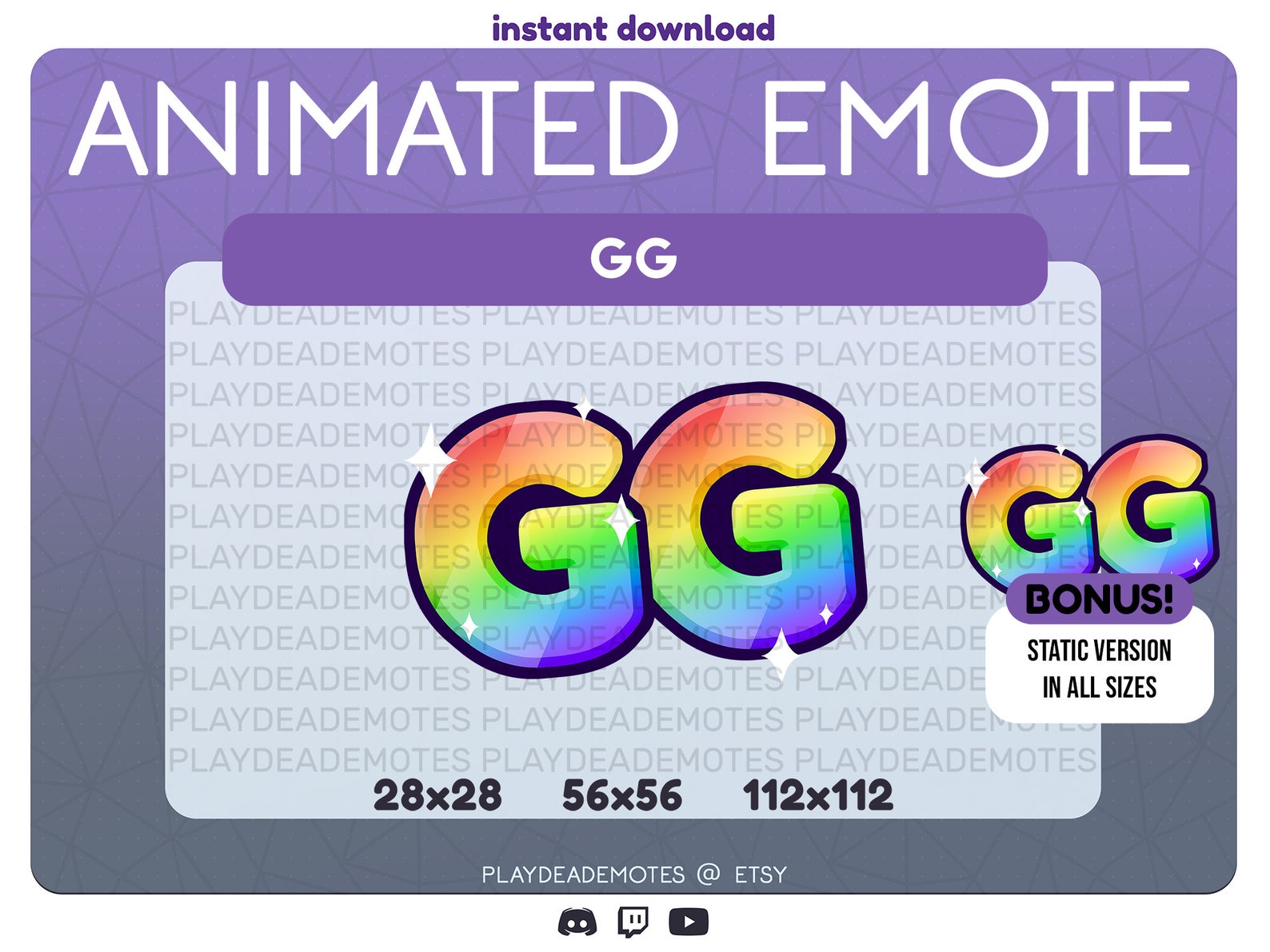 Animated + Static GG Twitch Emotes | Kawaii Cute Rainbow Pride Sparkly ...