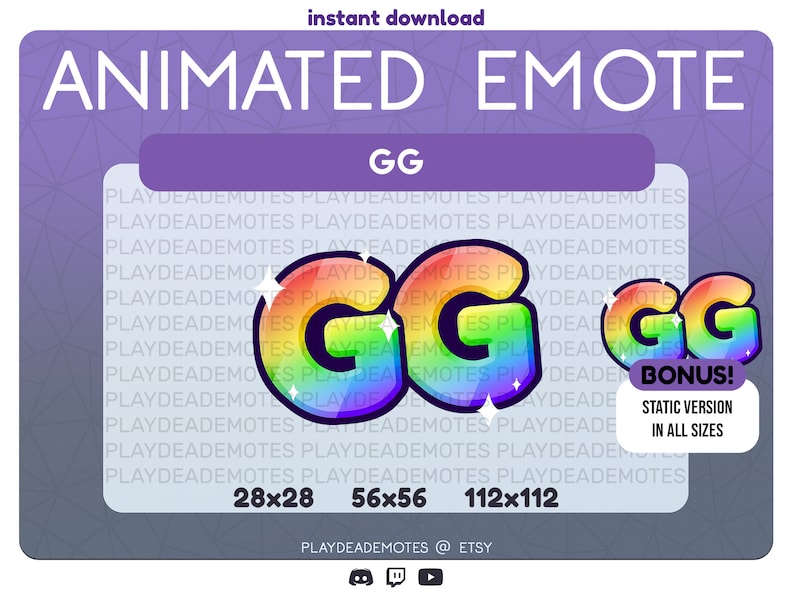 Animated + Static GG Twitch Emotes | Kawaii Cute Rainbow Pride Sparkly ...