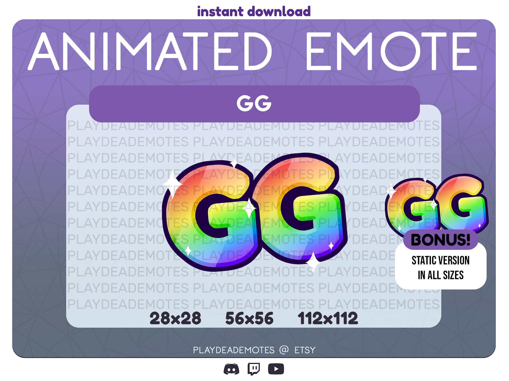 Animated Static GG Twitch Emotes Kawaii Cute Rainbow Pride Sparkly ...
