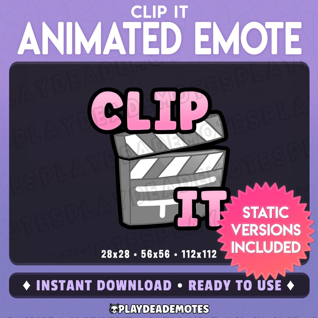 Animated CLIP IT Emote in Soft Pink With Clapper Board (animated+static ...