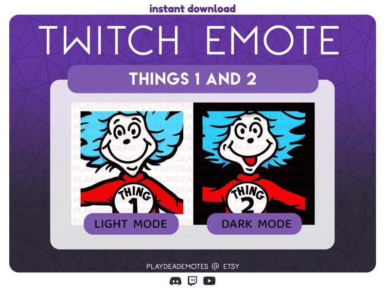 Thing 1 and Thing 2 Picture Emotes | 2-pack Matching Emote Bundle of ...