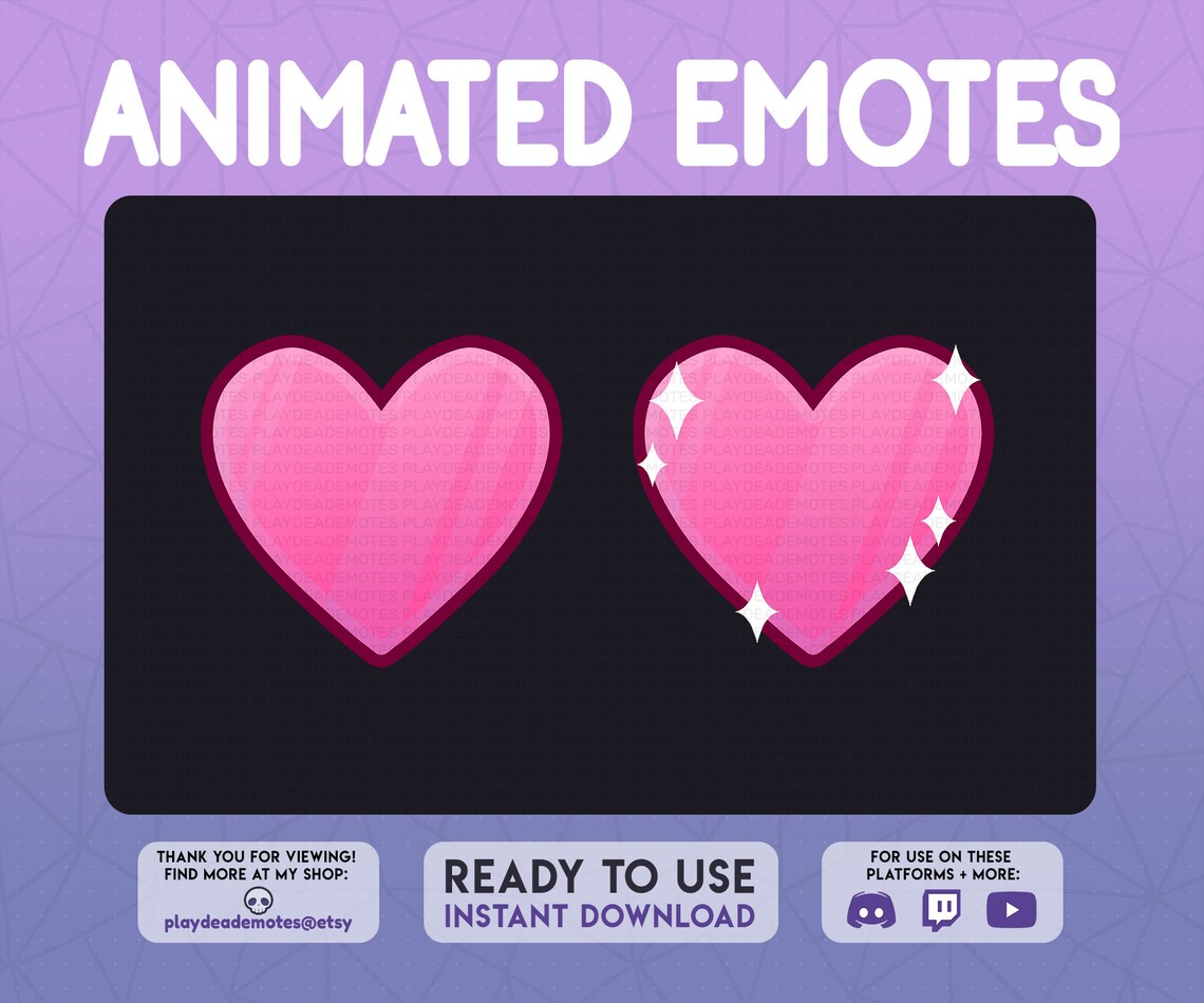 Animated Pink Heart Emotes 2 ANIMATED 2 STATIC Kawaii Animated Pink ...