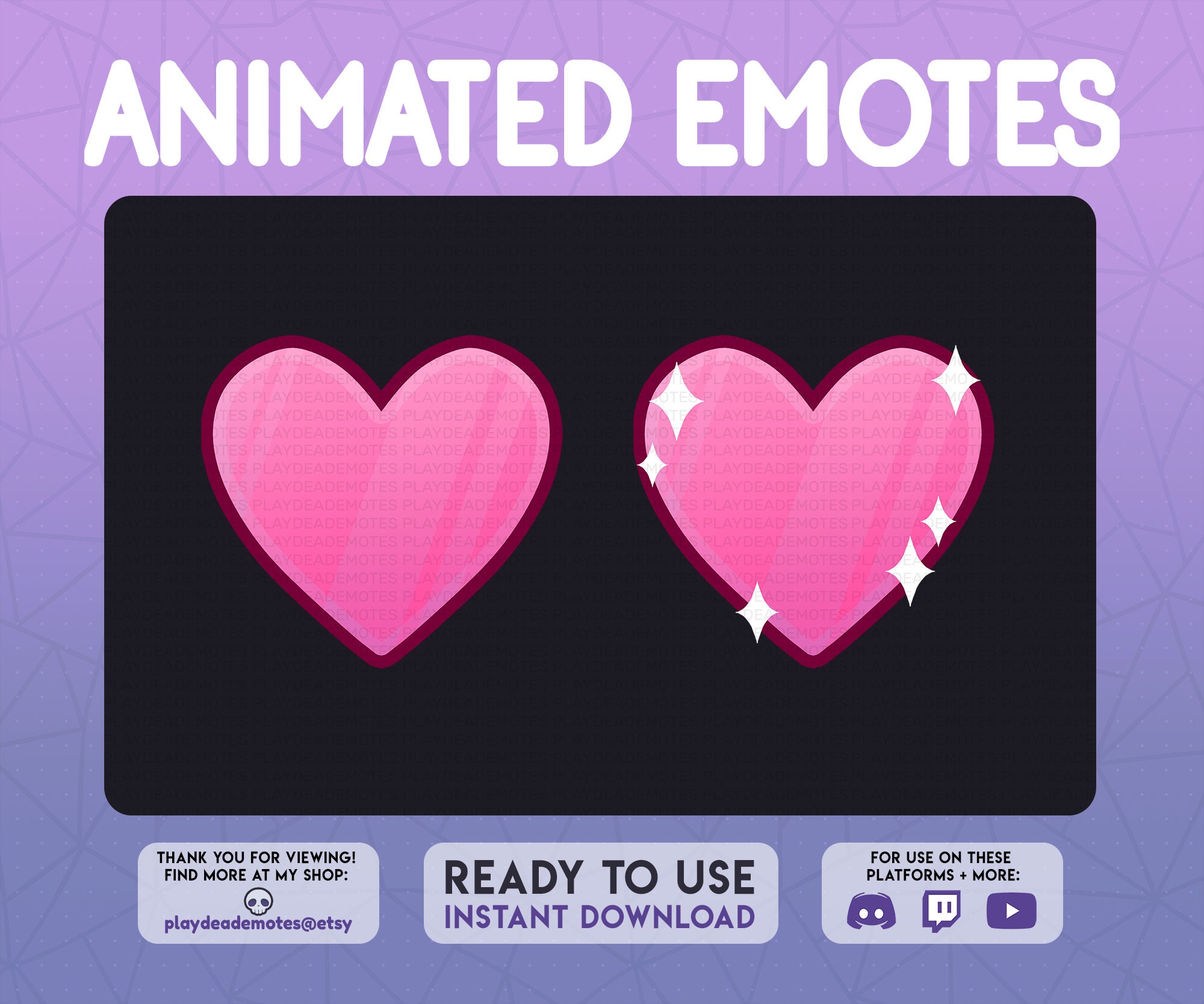 Animated Pink Heart Emotes 2 ANIMATED 2 STATIC Kawaii Animated Pink ...
