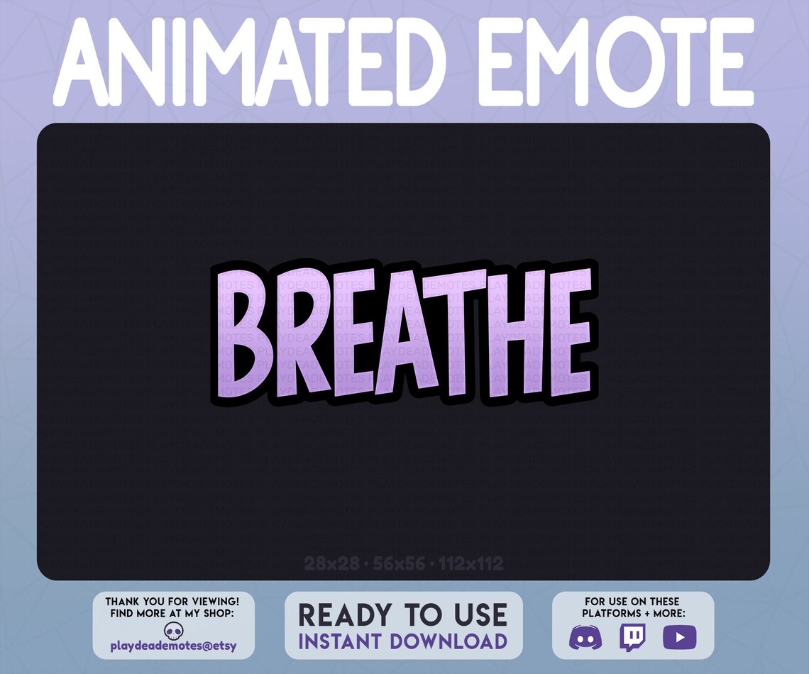 BREATHE ANIMATED EMOTE Animated Static Version Included, Pastel Purple ...