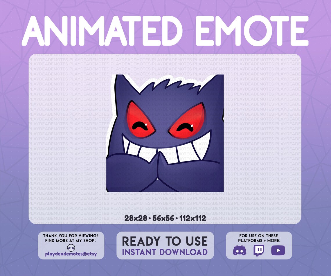 Animated Gengar Clap Emote ANIMATED STATIC Kawaii Cute Fun Ghost ...