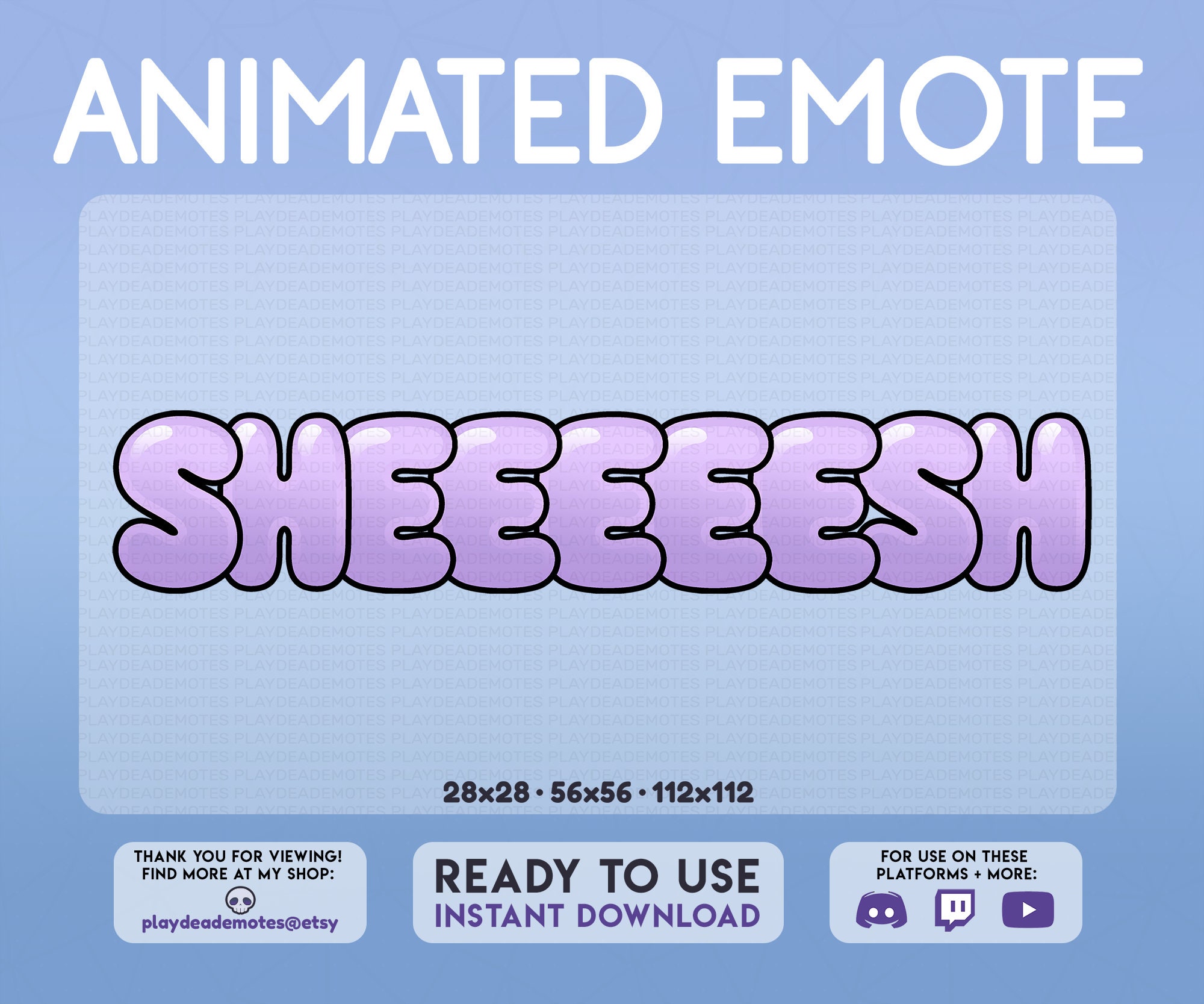ANIMATED SHEEEEESH EMOTE Kawaii Purple Animated Sheesh Emote, Cute ...