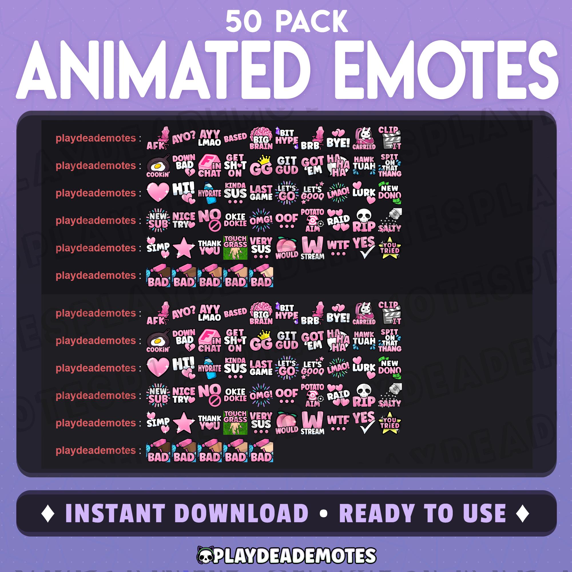 50 Animated Emotes: Soft Pastel Pink Emote Pack (animated+static ...