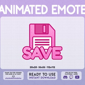 Pink SAVE Animated Emote ANIMATED STATIC Floppy Disk Save Emote Kawaii ...