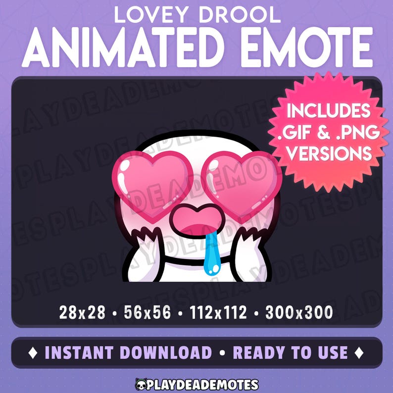 Animated Lovestruck Drooling Emote - Moji (animated+static) (digital ...