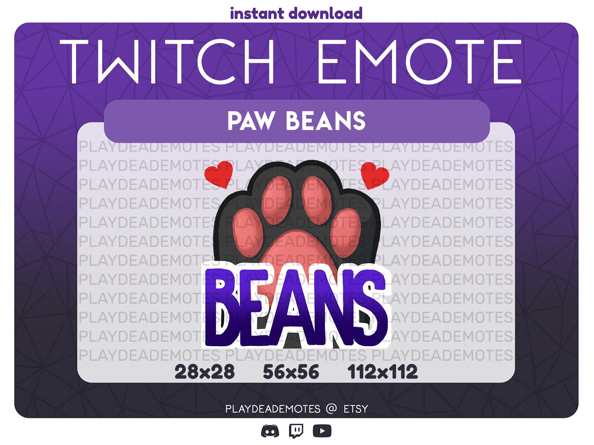 Cute Paw Beans Twitch Emote | Cat Dog Paw Beans Discord Emotes ...