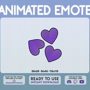 Animated Raining Heart Emote | ANIMATED + STATIC Purple Hearts Falling ...