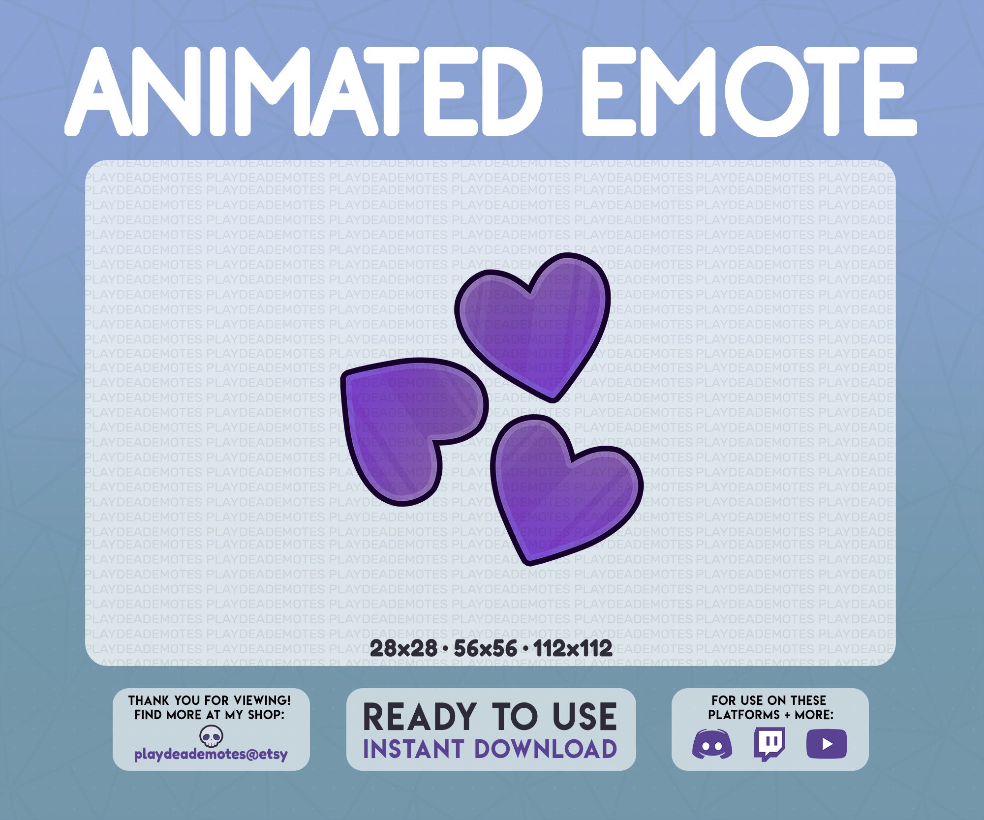 Animated Raining Heart Emote ANIMATED STATIC Purple Hearts Falling ...
