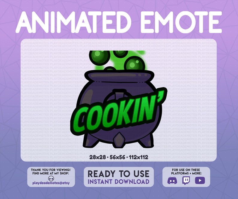 COOKIN' Cauldron Emote ANIMATED STATIC Cute Witchy Let Her Cook Emote ...