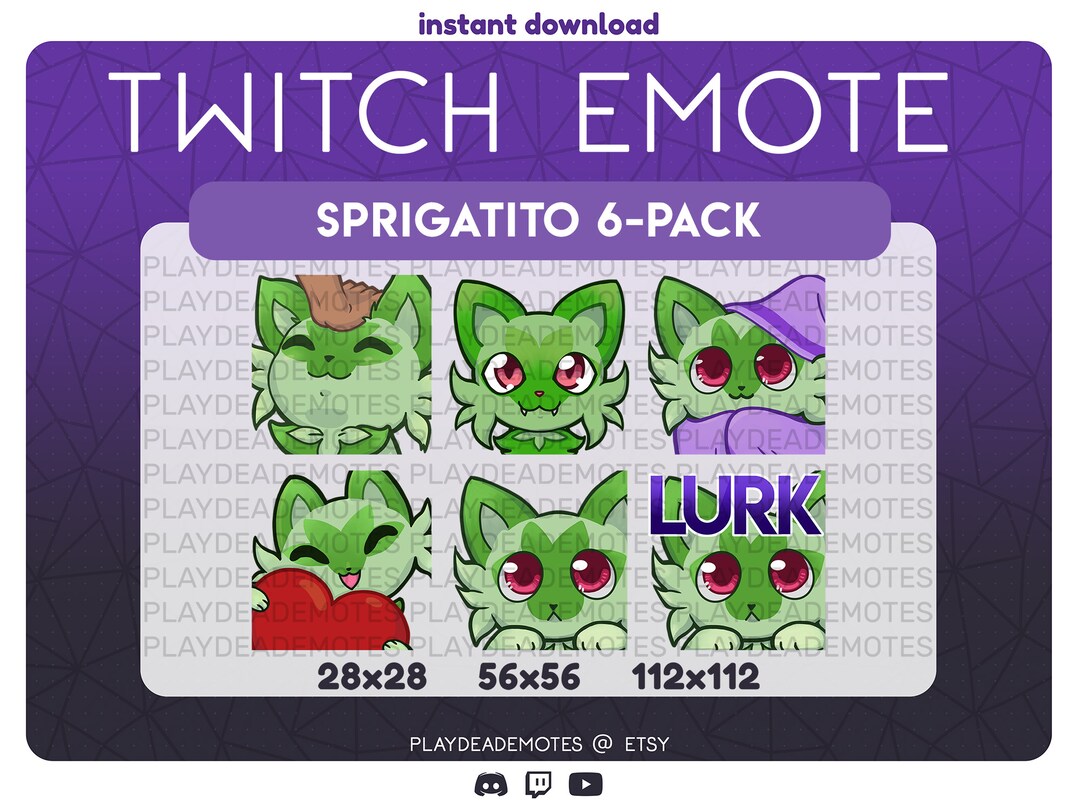 6-pack Cute Sprigatito Twitch Emotes | Sprigatito Lurk Cozy Love ...
