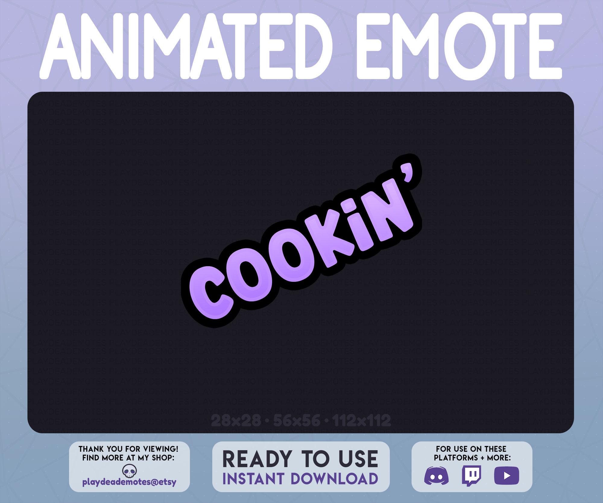 ANIMATED COOKIN EMOTE Animated Static Version Included, Pastel Purple ...