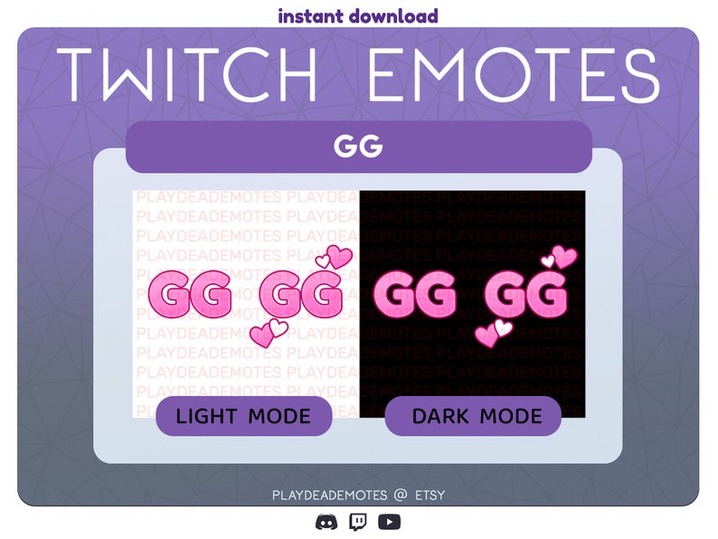 Kawaii Pink GG Emotes | Cute Pink GG Emote With Hearts, Gg Heart Emote ...