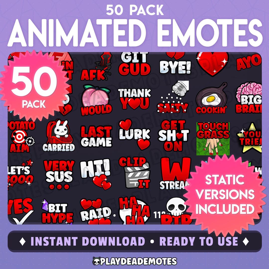 Paquete de inicio de 50 EMOTES ANIMADOS ROJOS / versiones animadas y ...