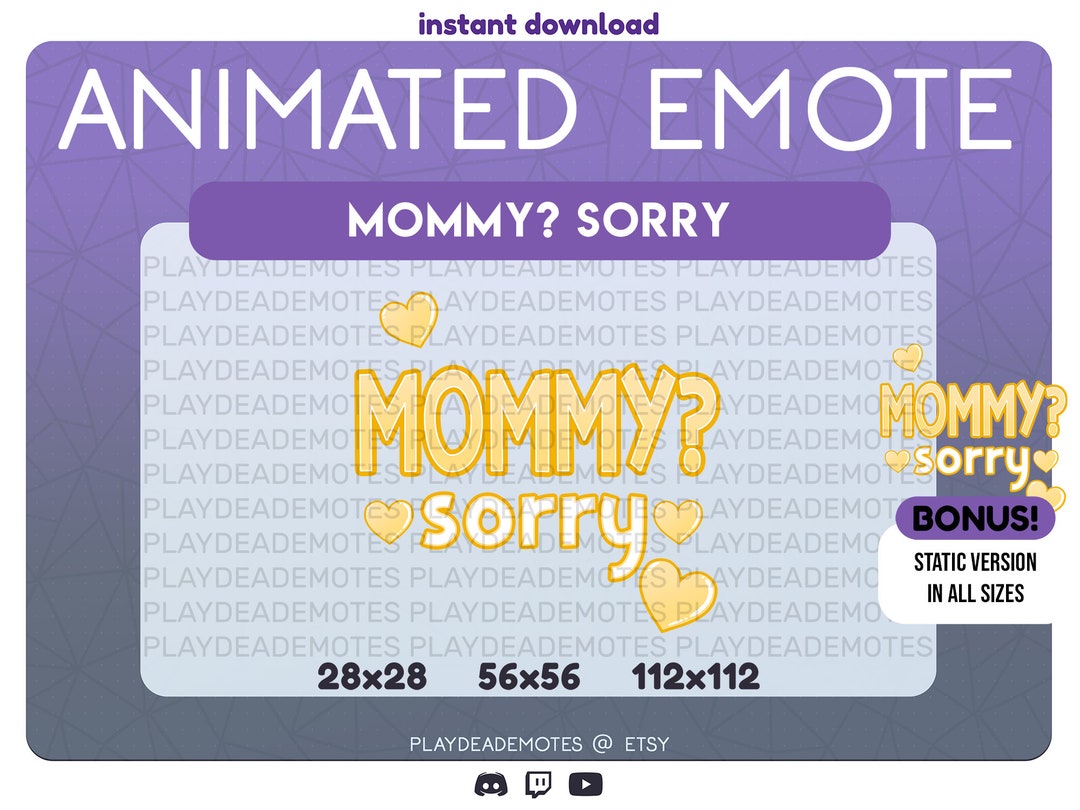 ANIMATED + STATIC Bright Yellow Mommy? Sorry Twitch Emote | Pastel ...