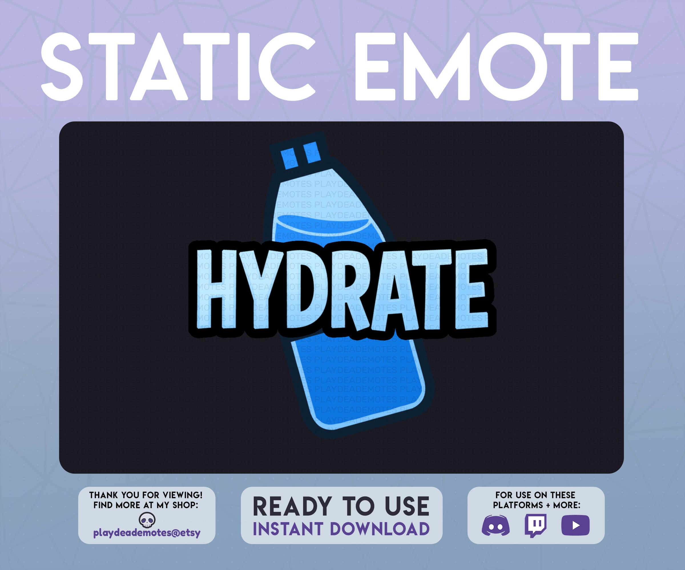 HYDRATE WATER EMOTE | Blue Hydrate Emote, Hydr8 Emote, Water Emote ...