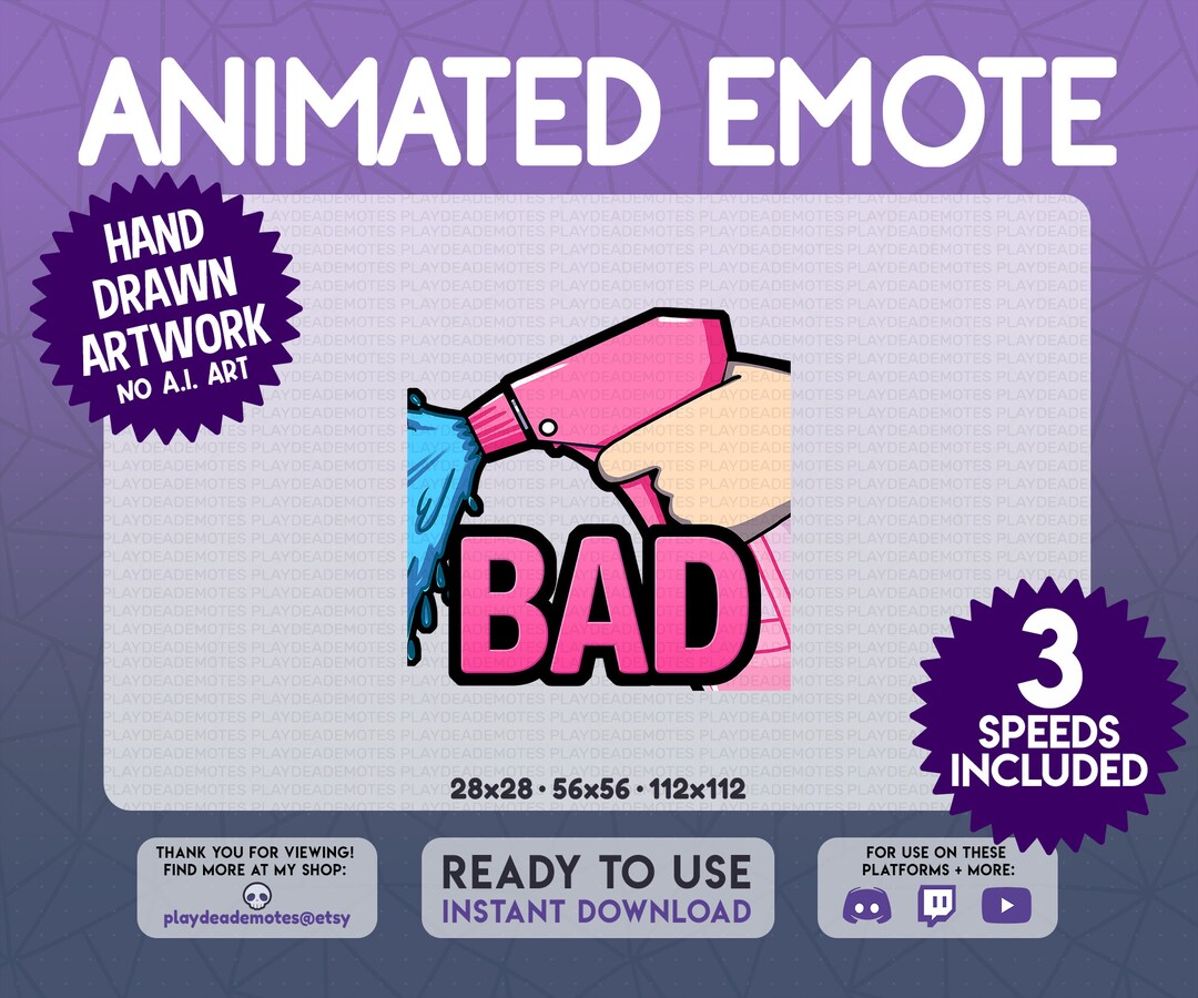 Pink Spray Bottle BAD Emotes | ANIMATED + STATIC Pink Bad Emotes ...