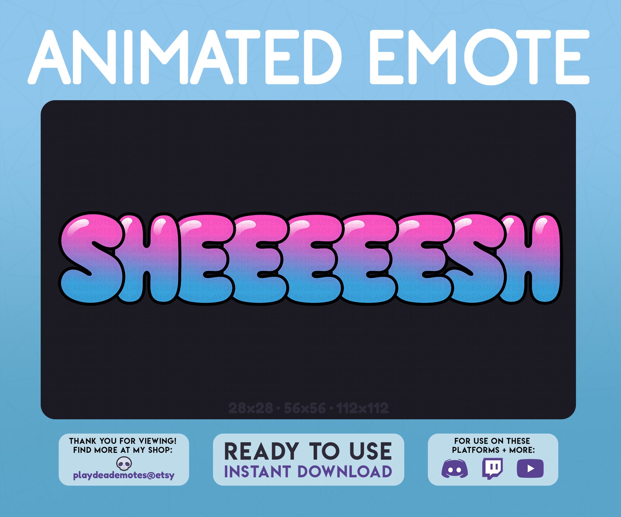 ANIMATED SHEEEEESH EMOTE Kawaii Purple Animated Sheesh Emote, Cute ...
