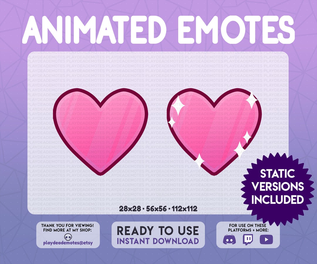Animated Pink Heart Emotes | 2 ANIMATED + 2 STATIC Kawaii Animated Pink ...