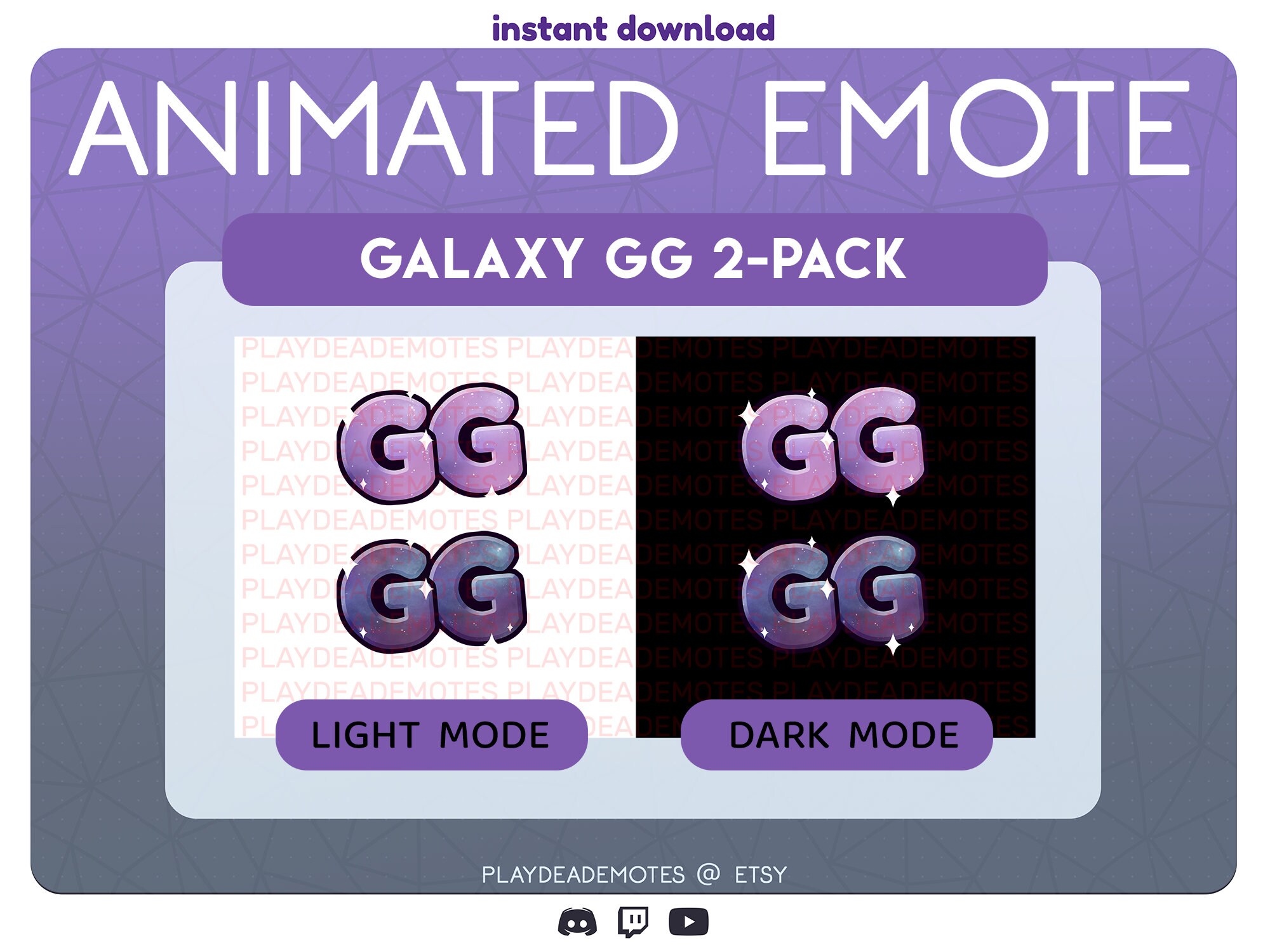 2 Animated + 2 Static GG Twitch Emotes | Kawaii Cute Space Galaxy ...