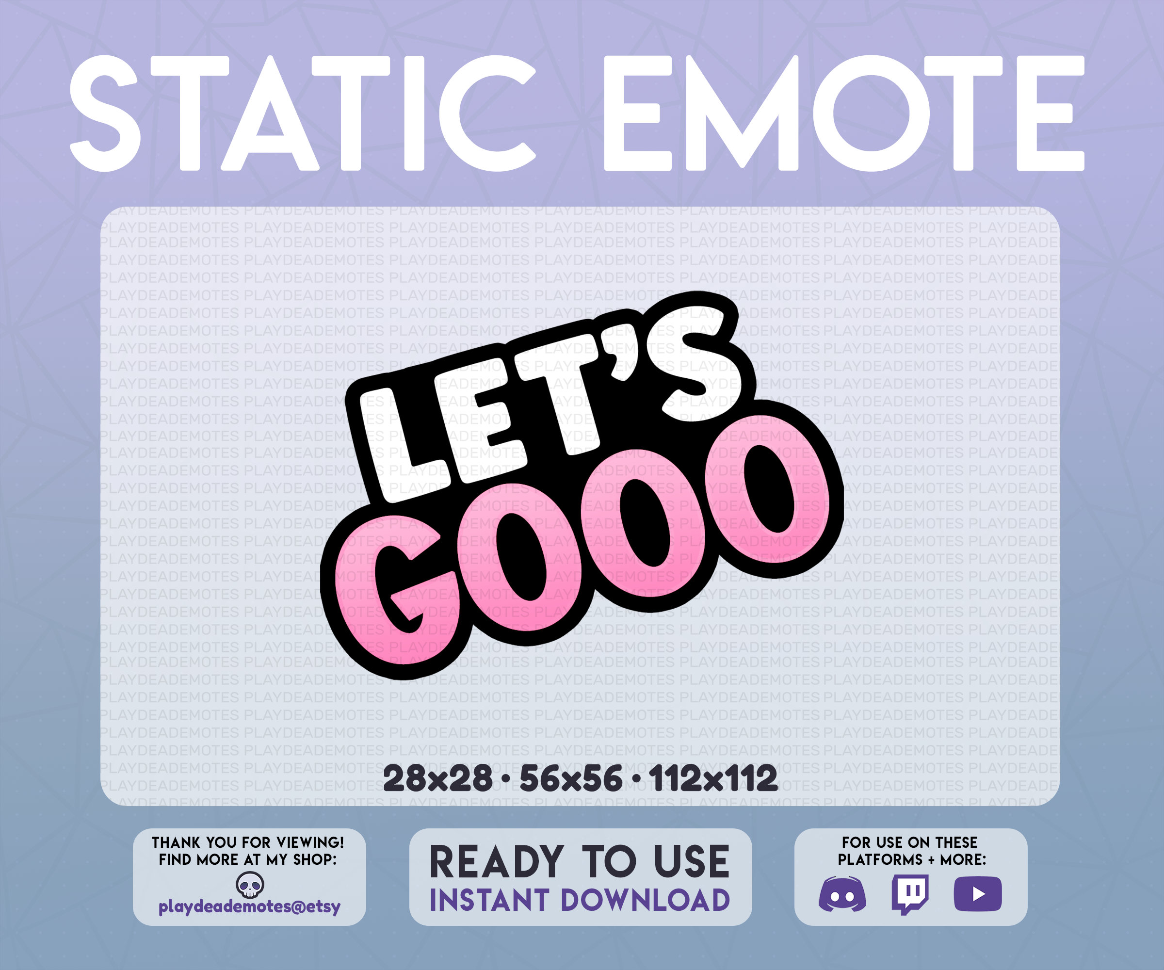 LET'S GOOO EMOTE | Kawaii Cute Pink Let's Go Emote, Static Let's Gooo Emote, Lets Goooooo Emote ...