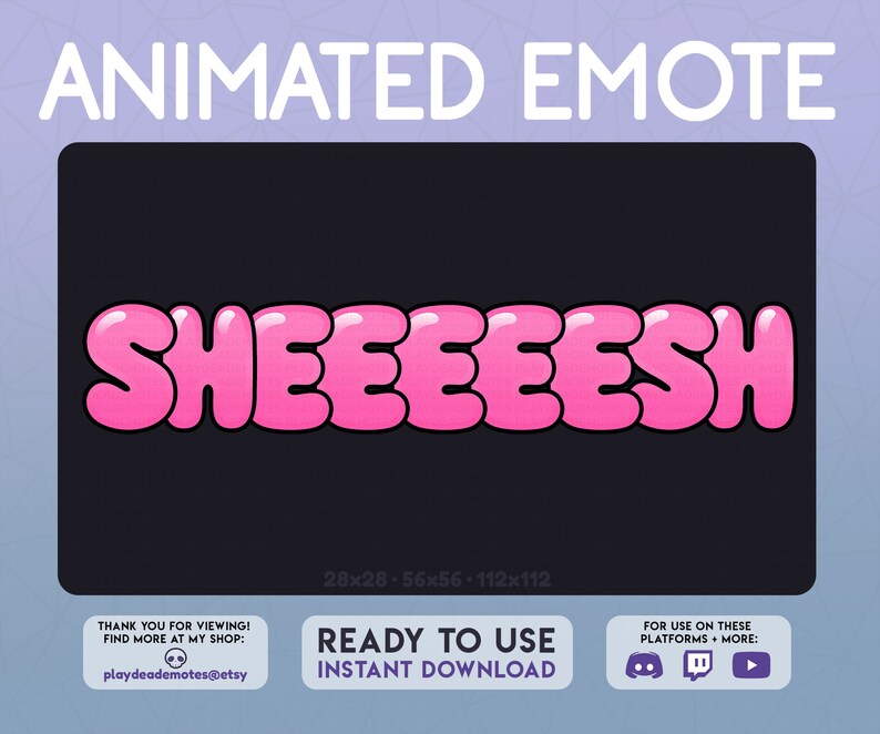 ANIMATED SHEEEEESH EMOTE | Kawaii Pink Animated Sheesh Emote, Cute Pink ...