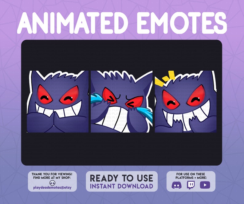 Animated Gengar Emote Pack | ANIMATED + STATIC Cute Ghost Pokemon ...