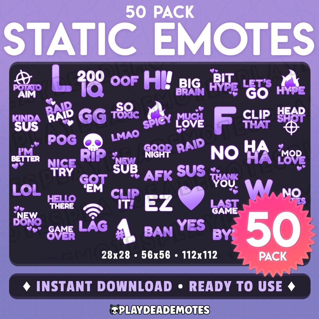 50 Pack Purple Emotes: Soft Pastel Purple Emote Bundle (static .pngs ...