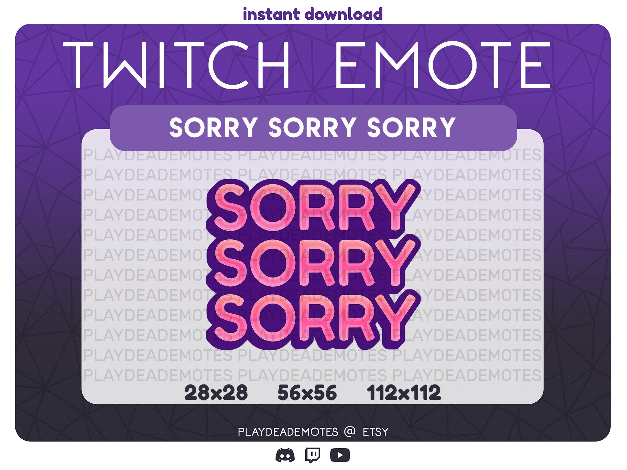 Cute Pink SORRY SORRY SORRY Twitch Emote | Frantic Sorry Discord Emotes ...