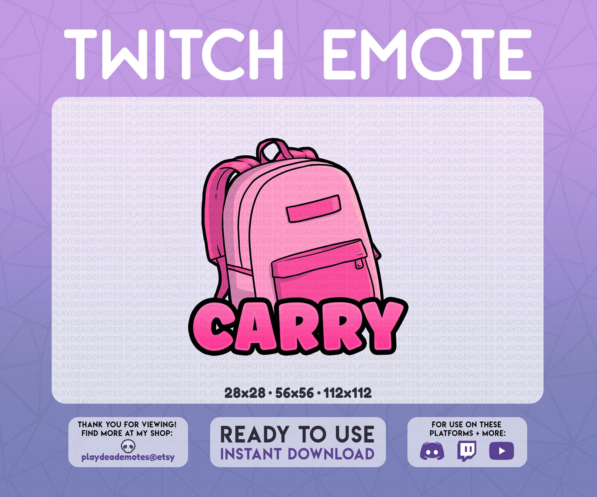 Pink CARRY Emote | Cute Pink Carry Emote | Pink Carry Text Emote ...