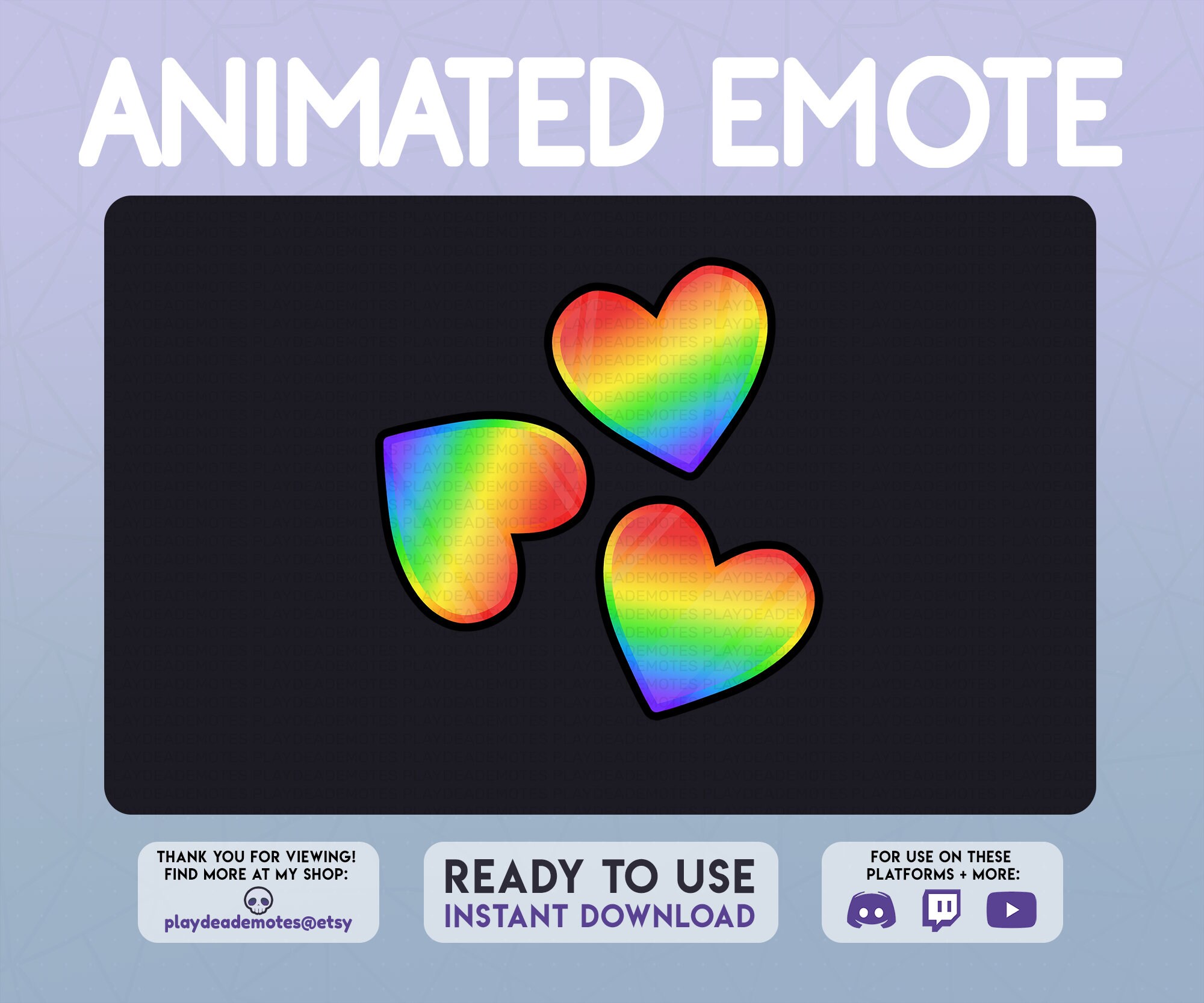 Animated Raining Heart Emote ANIMATED STATIC RAINBOW Falling Heart ...