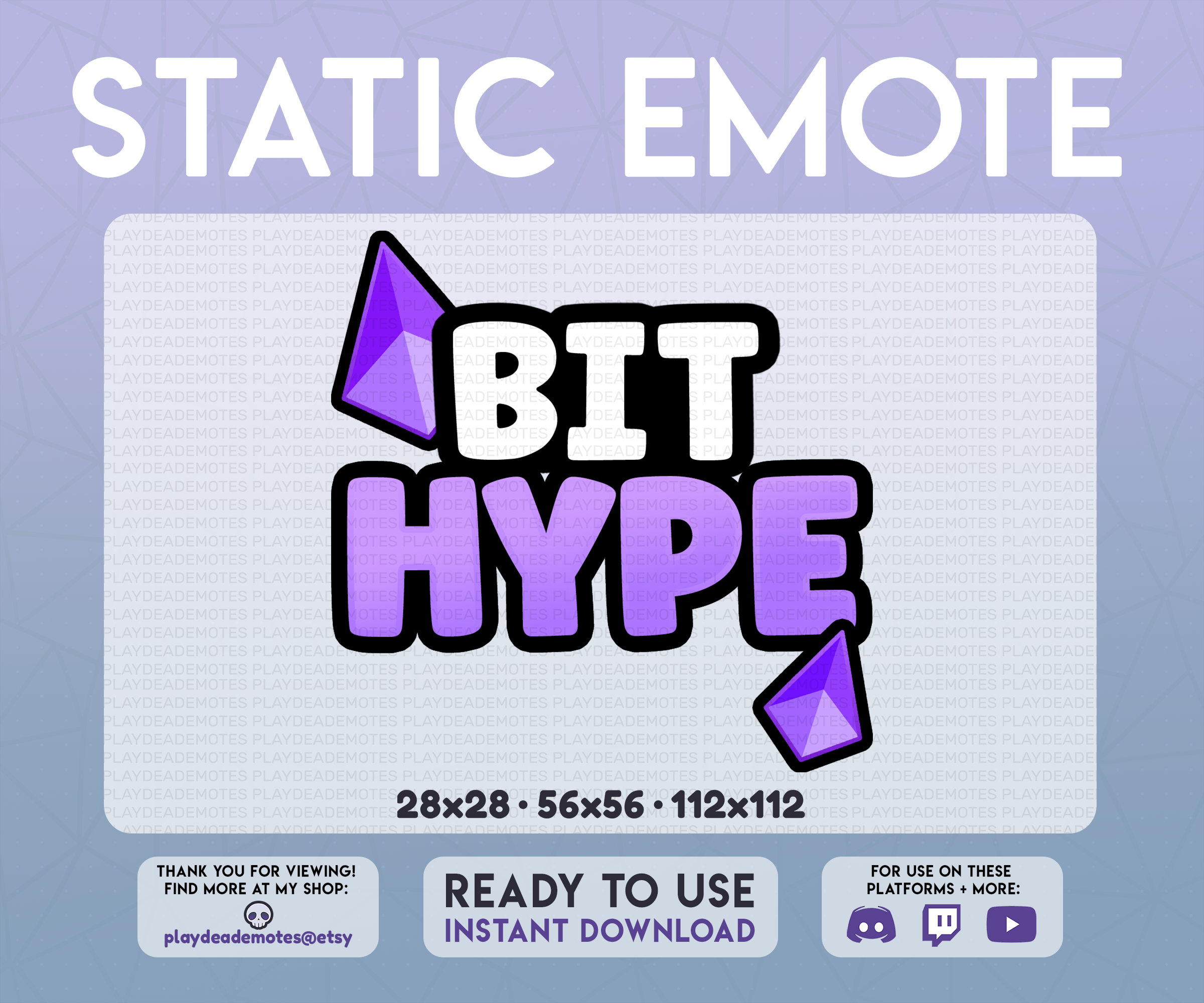 BIT HYPE EMOTE | Purple Bit Hype Emote, Static Twitch Bit Emote, Bit ...