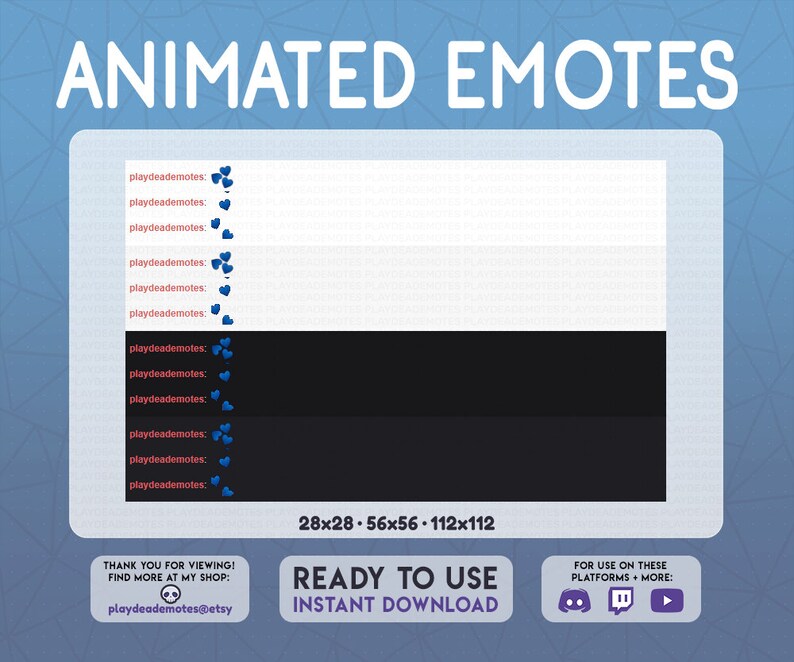 Animated Raining Heart Emote ANIMATED STATIC Blue Falling Heart Emote ...