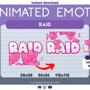 ANIMATED + STATIC Kawaii Pink Heart Pastel RAID Twitch Emote | Floating ...