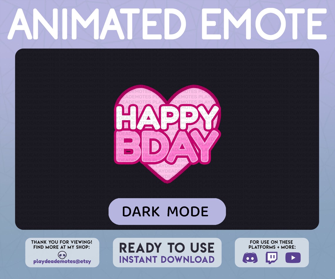 ANIMATED + STATIC Happy Birthday Emote | Kawaii Cute Pink Happy Bday ...