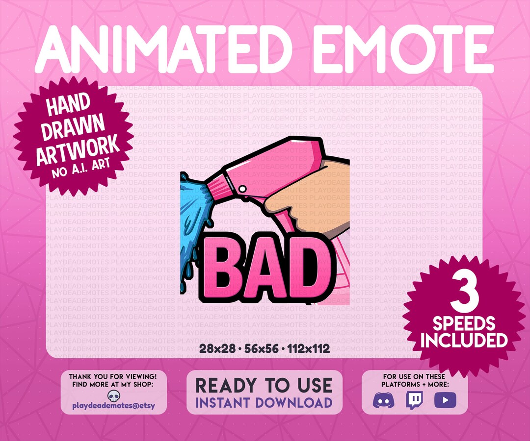 Pink Spray Bottle BAD Emotes | ANIMATED + STATIC Pink Bad Emotes ...