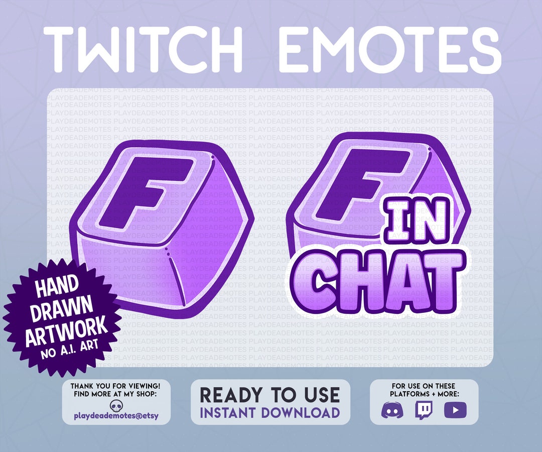 Purple F Key Emote | Purple F in Chat Emote | Kawaii Cute Purple F Key ...