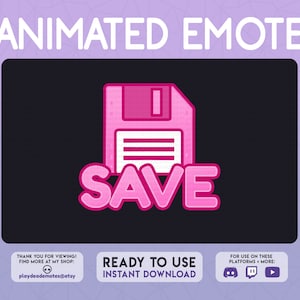 Pink SAVE Animated Emote ANIMATED STATIC Floppy Disk Save Emote Kawaii ...