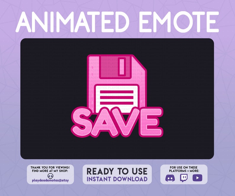 Pink SAVE Animated Emote ANIMATED STATIC Floppy Disk Save Emote Kawaii ...
